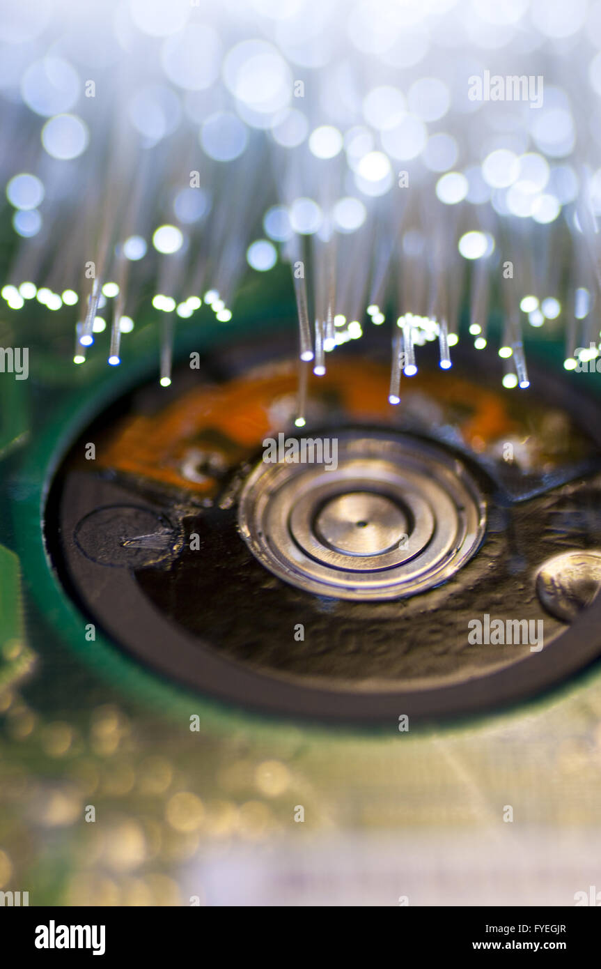 Optical fiber picture with details and light effects Stock Photo - Alamy