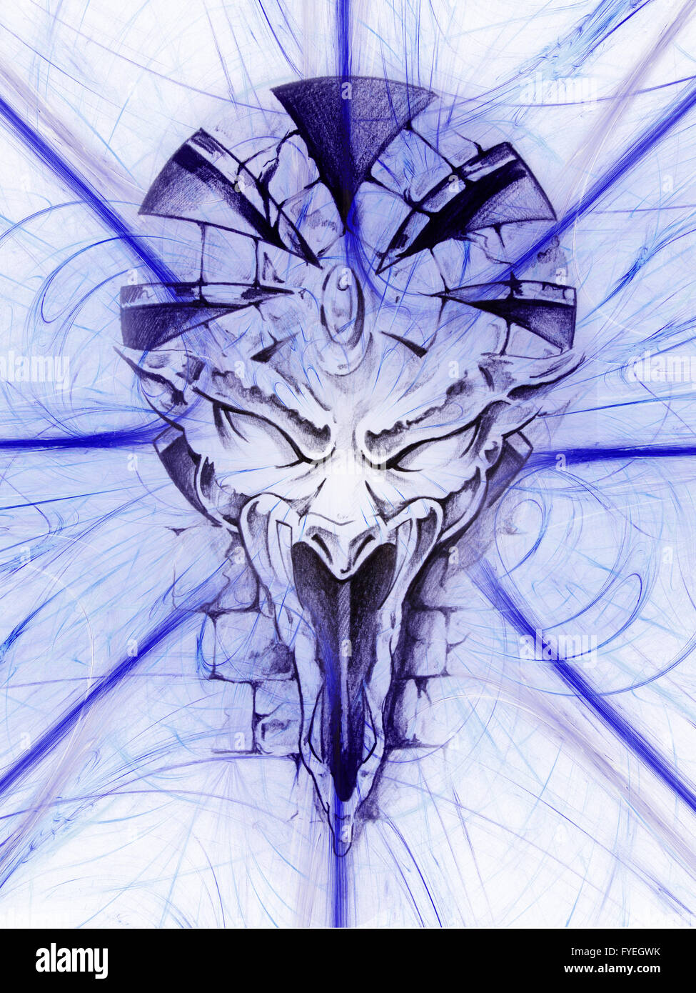 Paint of a gargoyle with vivid colors Stock Photo - Alamy