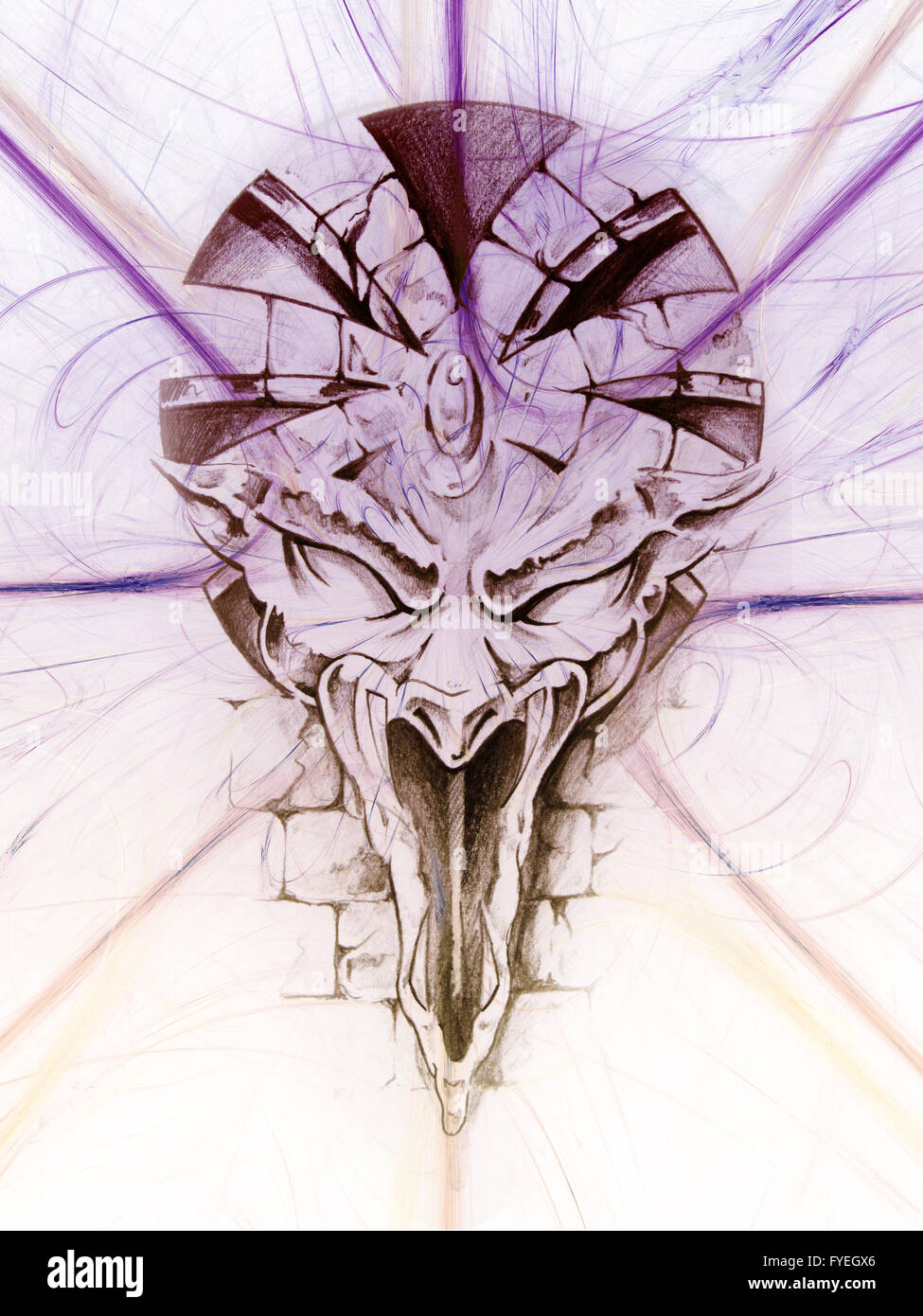 Paint of a gargoyle with vivid colors Stock Photo - Alamy