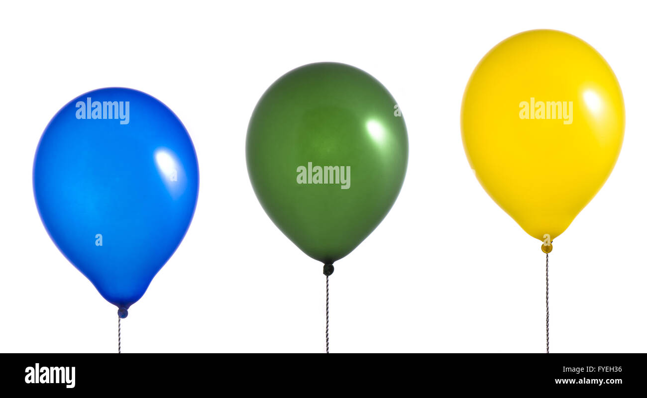 Three balloons on white background Stock Photo - Alamy