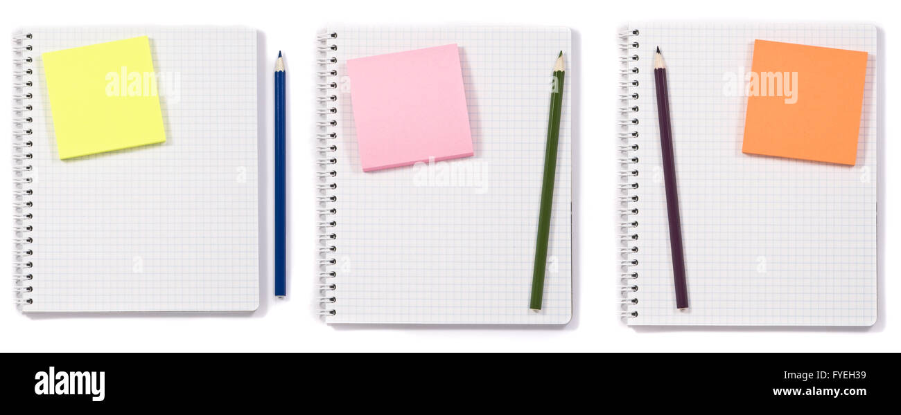 Set of note papers and pencils Stock Photo - Alamy