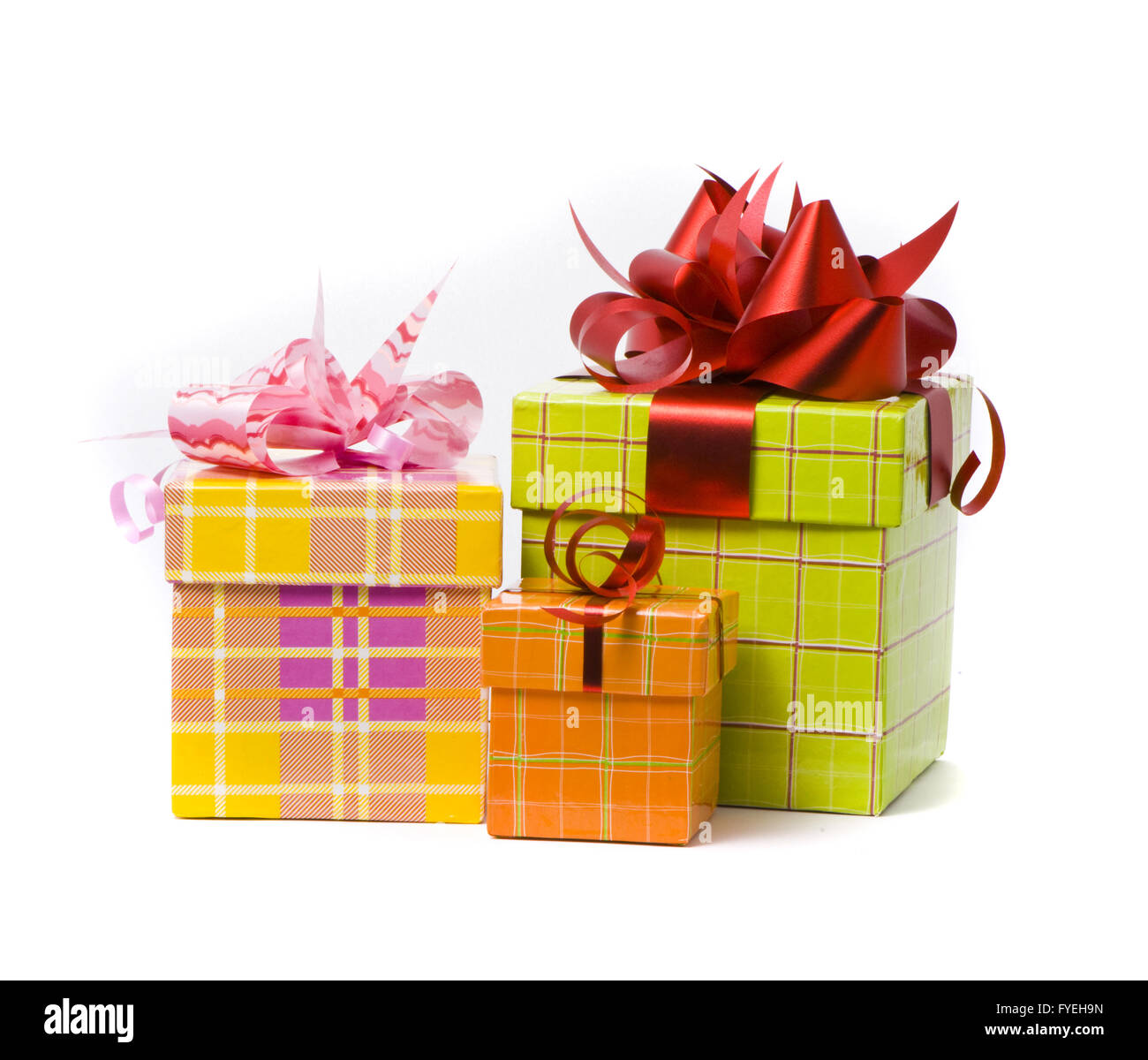 Three gift box studio shot Stock Photo - Alamy