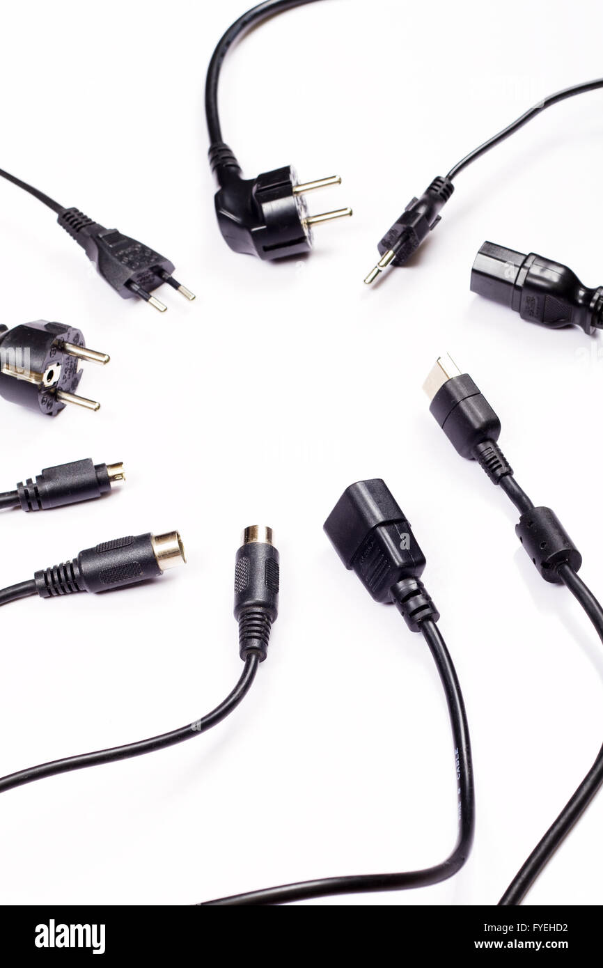 Power cord connectors over white background Stock Photo - Alamy