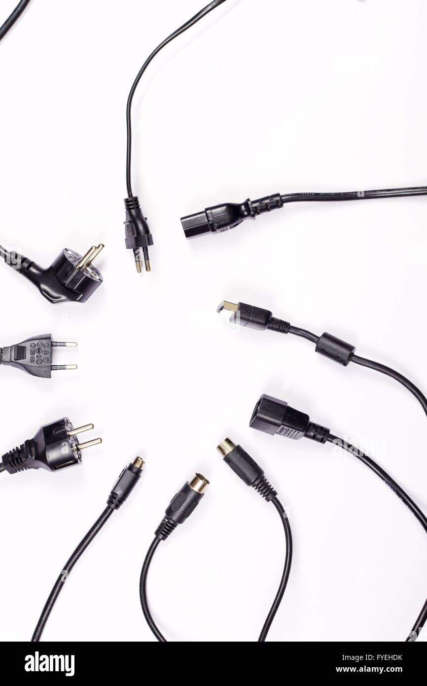 Power cord connectors over white background Stock Photo - Alamy