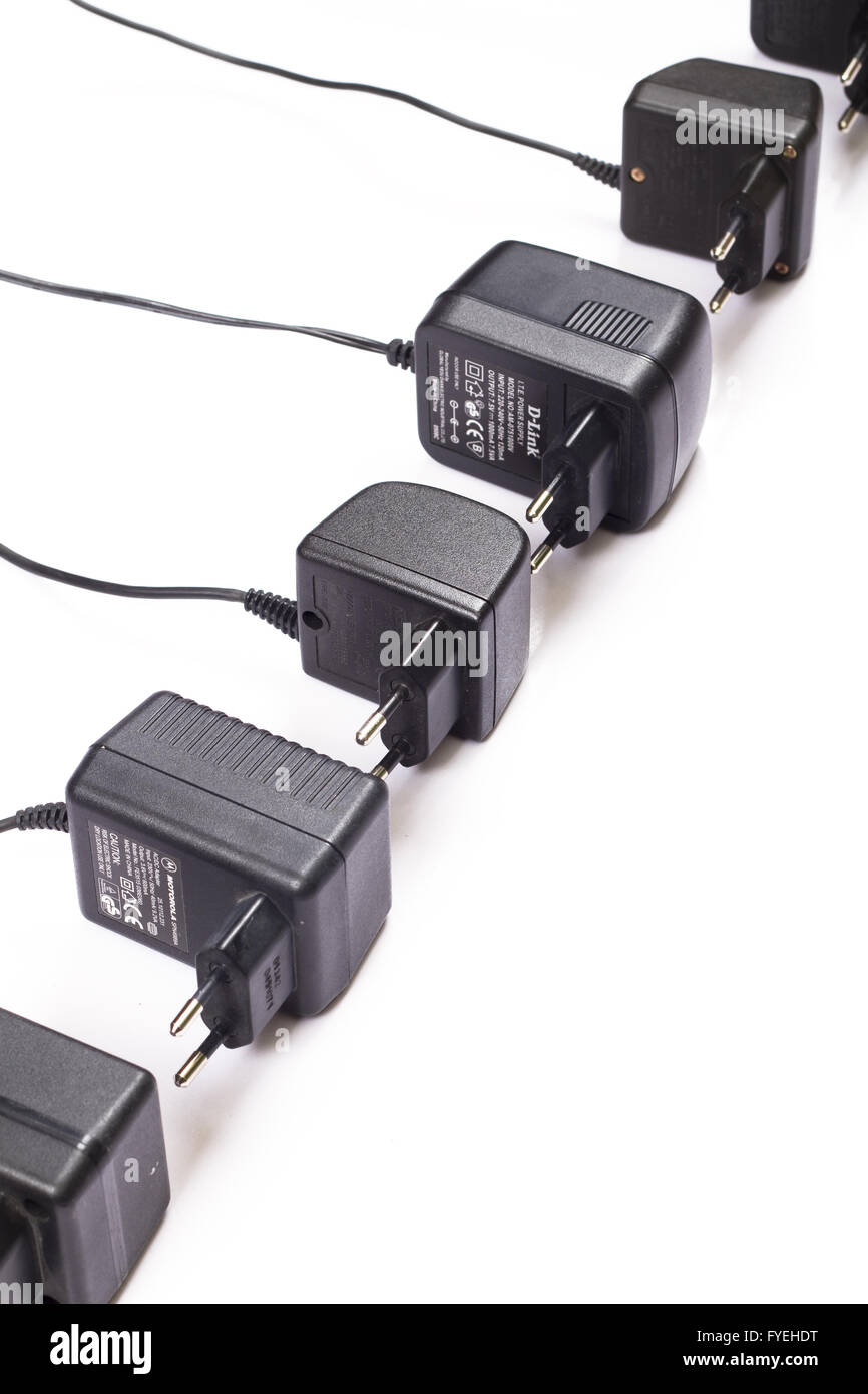 A cell phone charger isolated on white background Stock Photo - Alamy