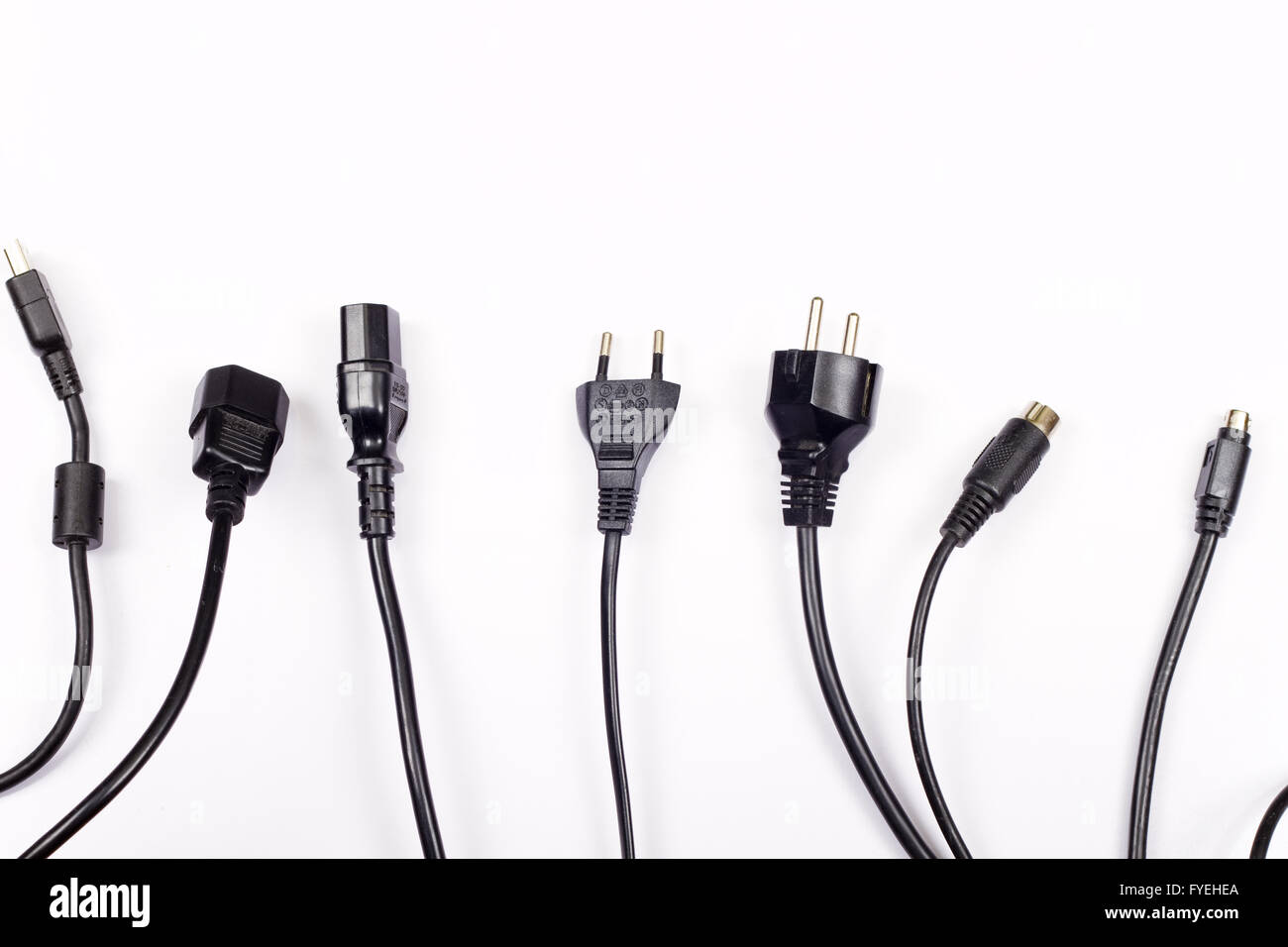 Power cord connectors over white background Stock Photo - Alamy