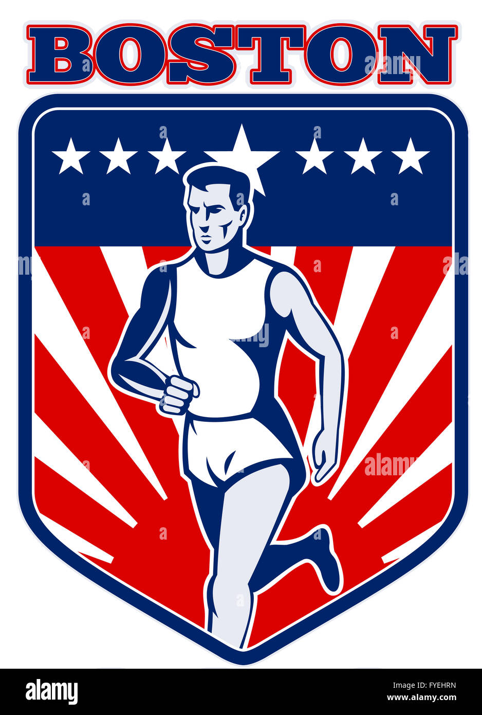 marathon runner shield Stock Photo - Alamy