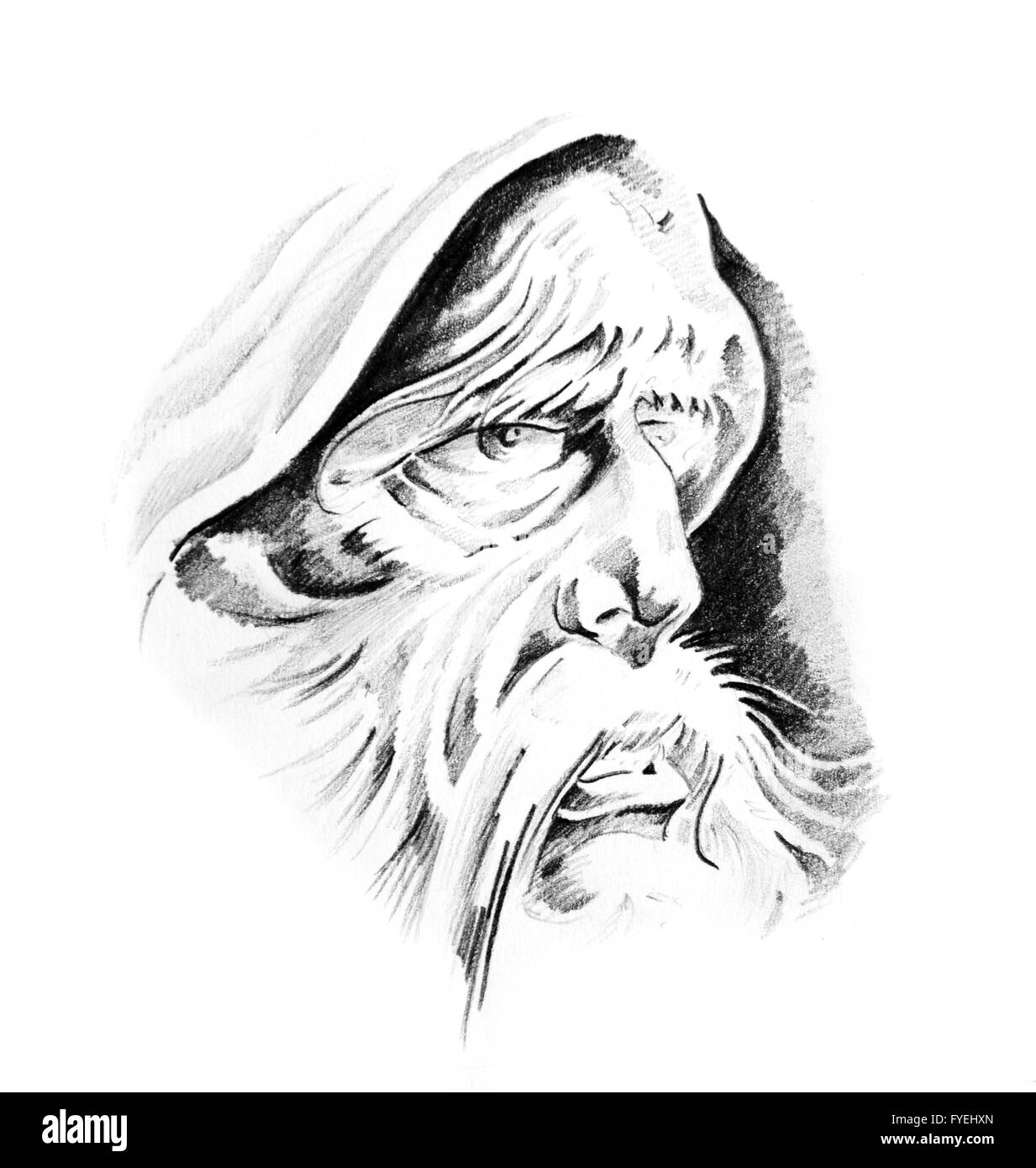 Sketch of tatto art, sorcerer Stock Photo - Alamy
