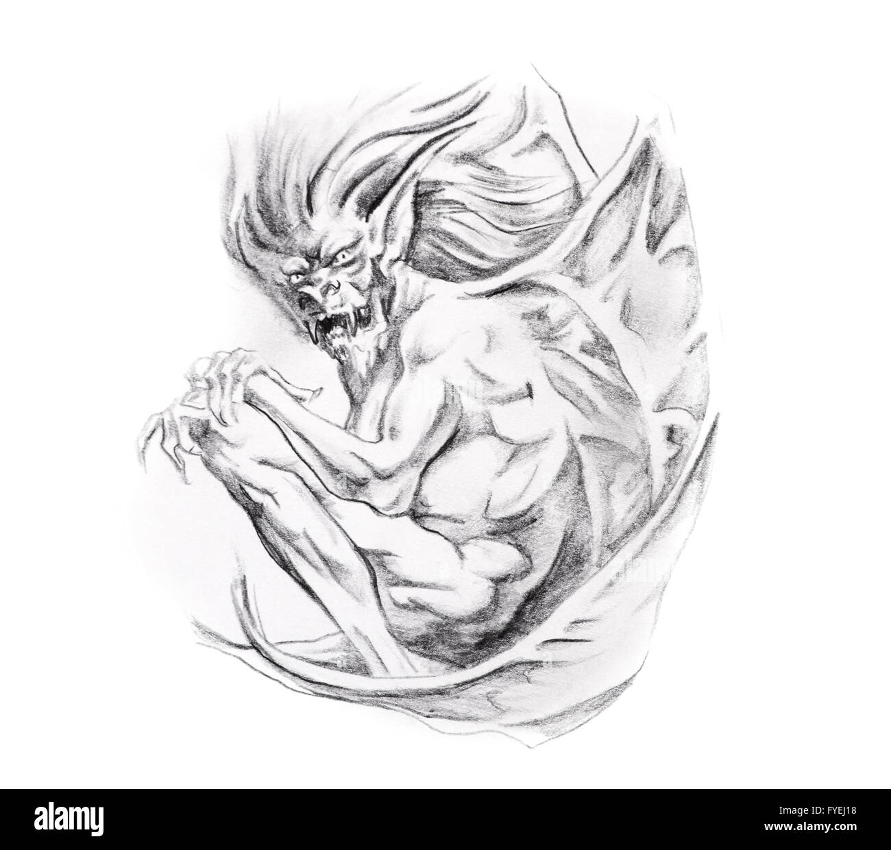 Sketch of tattoo art, monster Stock Photo - Alamy