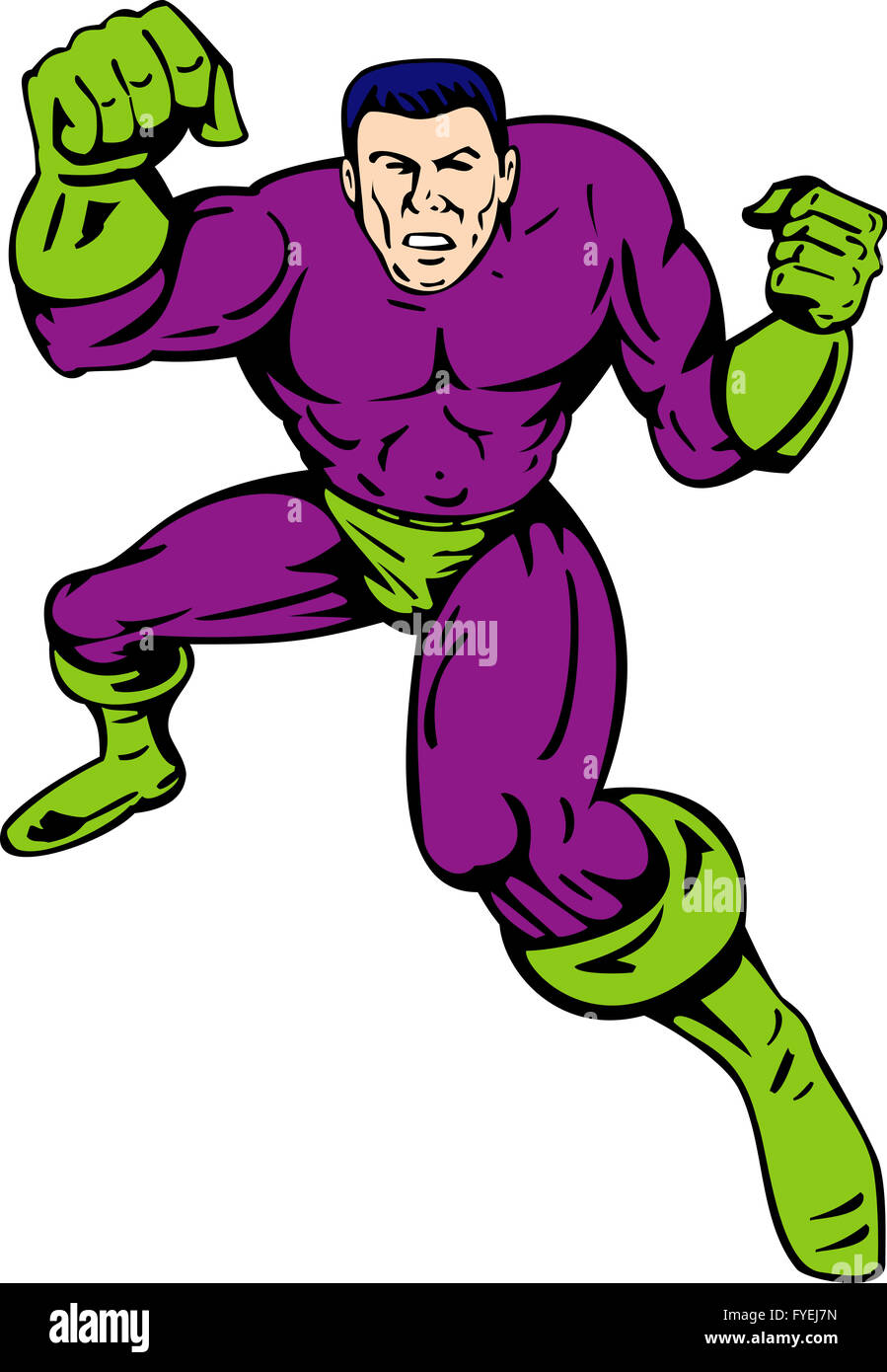 Superhero stand and punch Stock Photo - Alamy