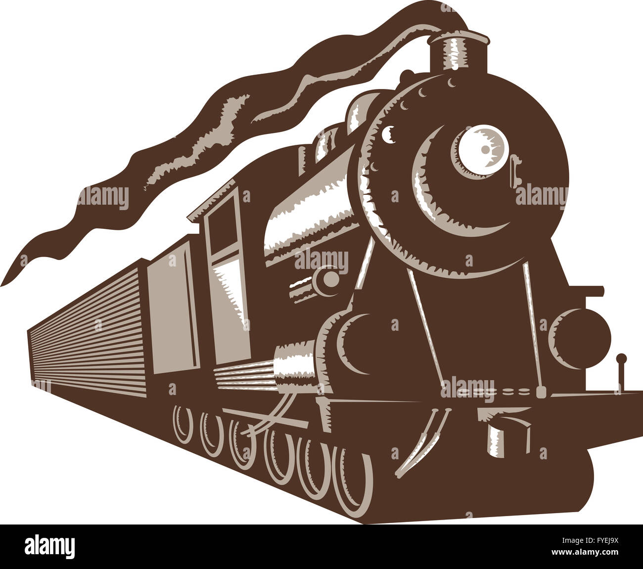 Steam train brown and white Stock Photo - Alamy