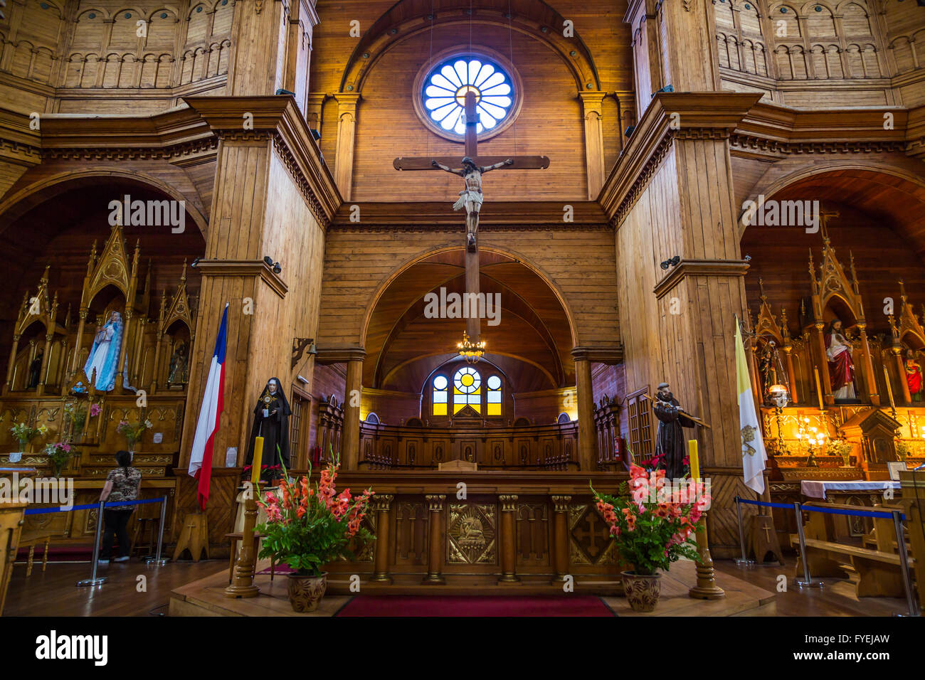 The wooden church of San Francisco on Plaza de Armas in Castro, Chile ...