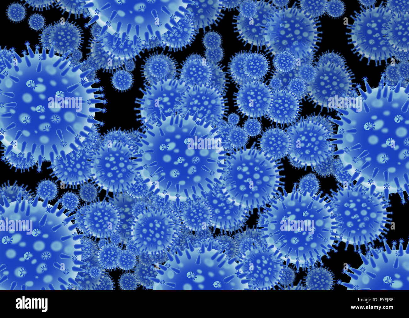 Plenty of blue viruses structure blurred Stock Photo - Alamy
