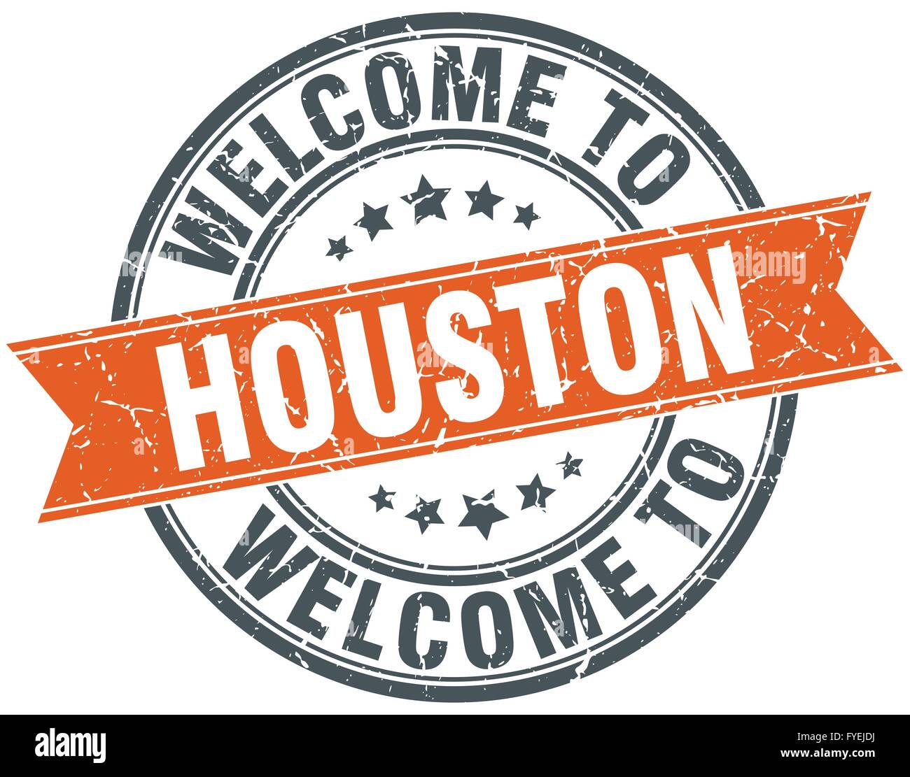 welcome to Houston orange round ribbon stamp Stock Vector Image & Art ...