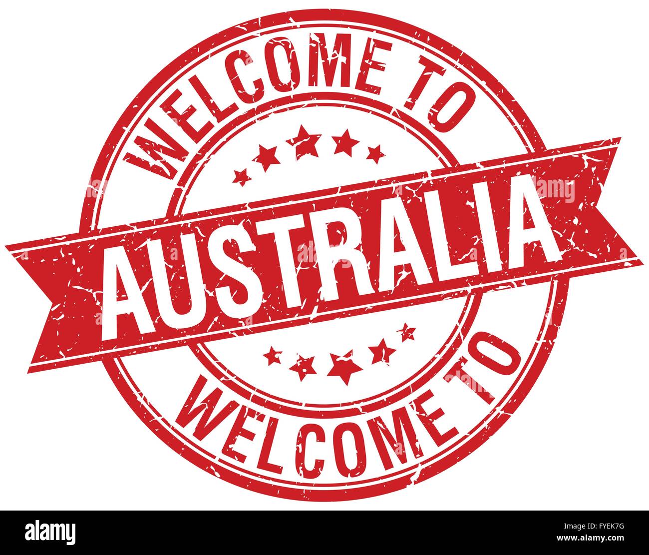 welcome to Australia red round ribbon stamp Stock Vector Image & Art ...