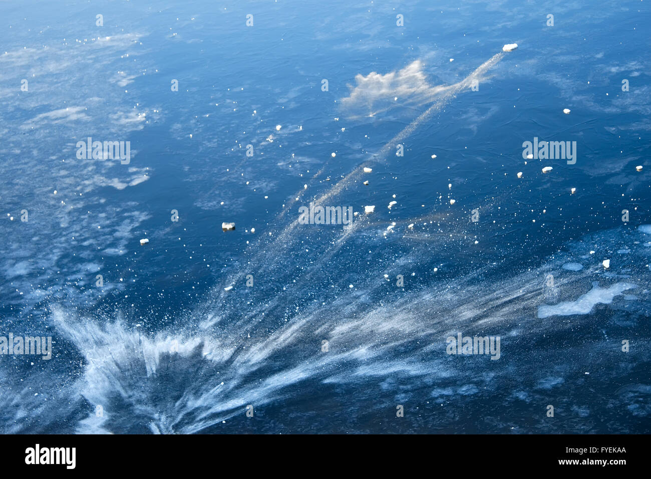 Patterns on the fresh thin river ice Stock Photo - Alamy