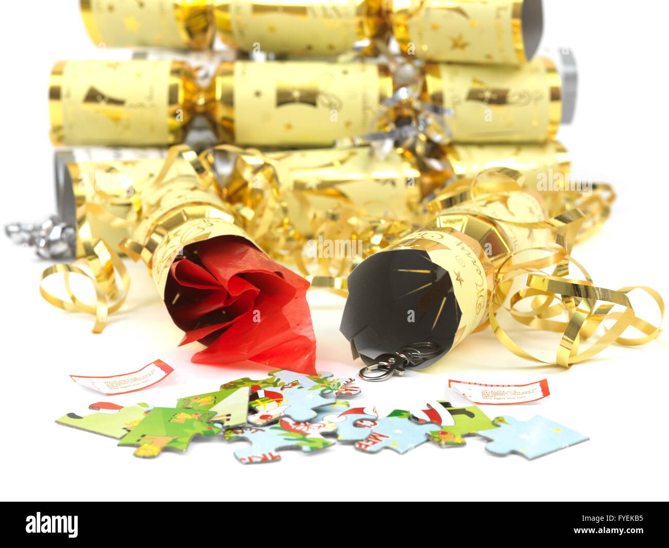 Christmas crackers isolated against a white background Stock Photo - Alamy