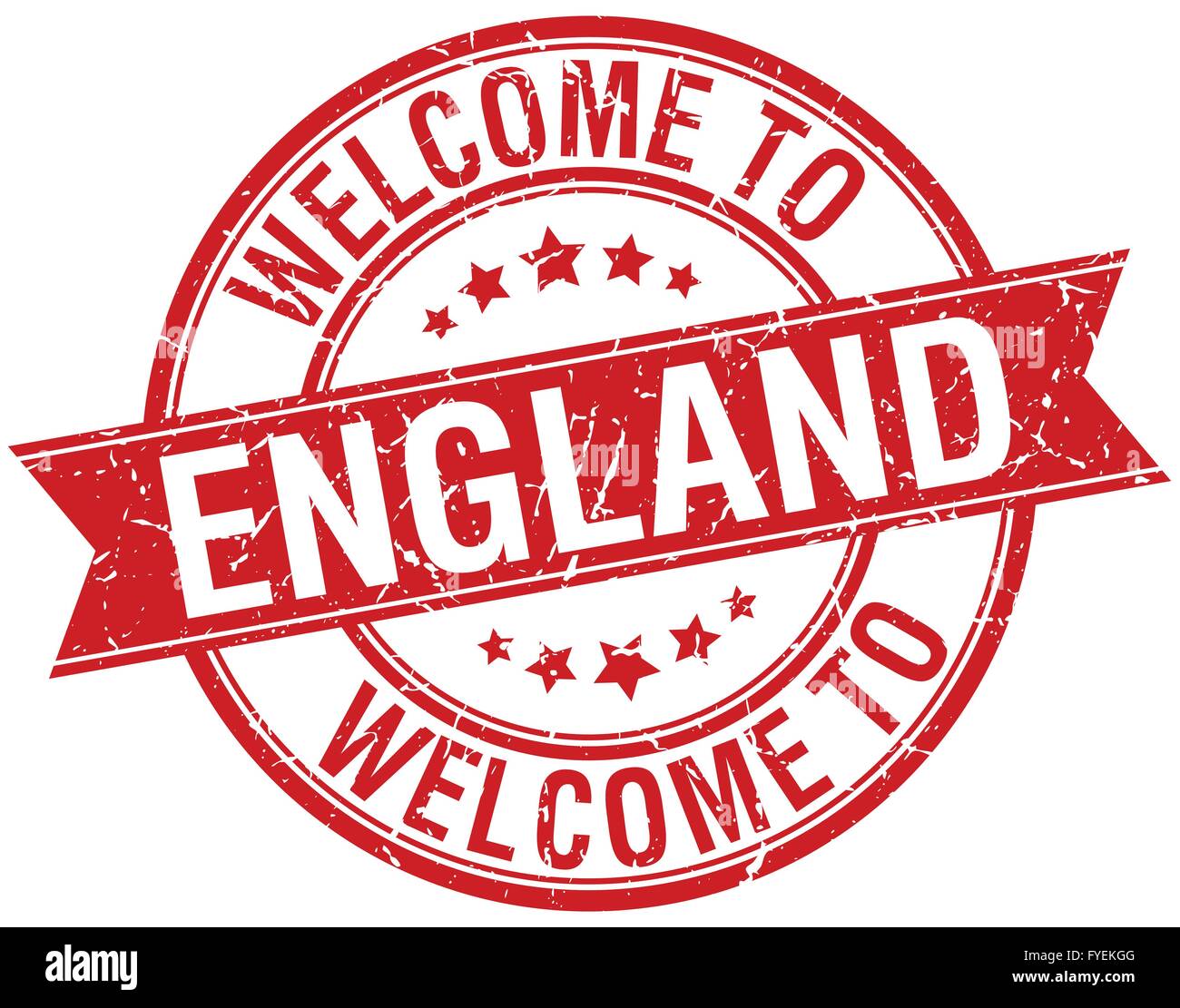 Welcome england stamp round hi-res stock photography and images - Alamy