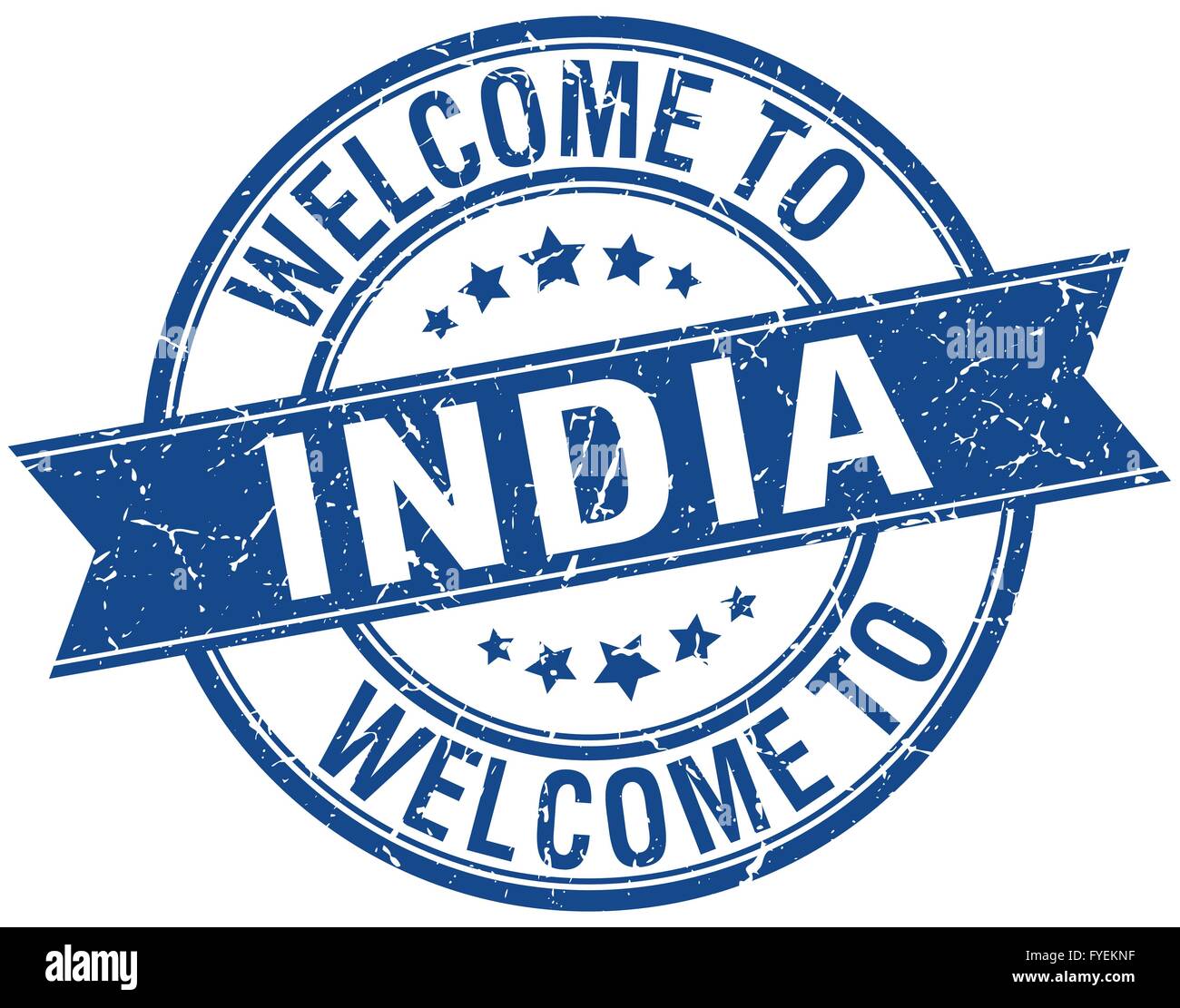 welcome to India blue round ribbon stamp Stock Vector Image & Art - Alamy