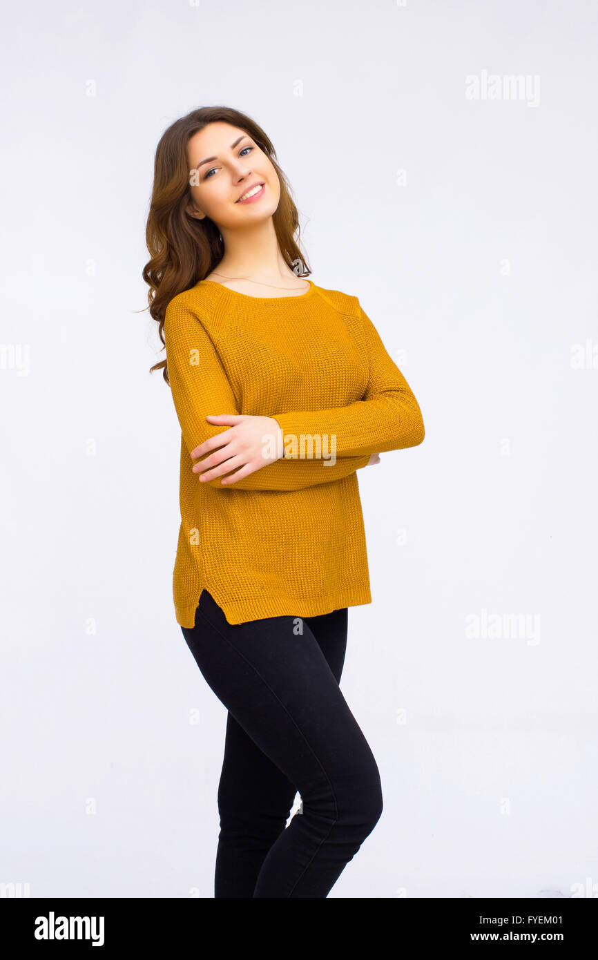 Black girl model side pose hi-res stock photography and images - Alamy