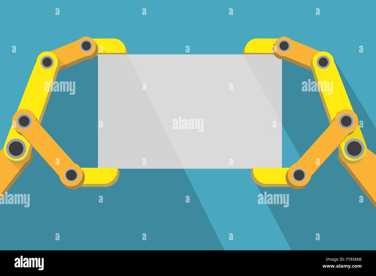 Robot hand holding blank sign with space for text Stock Photo - Alamy