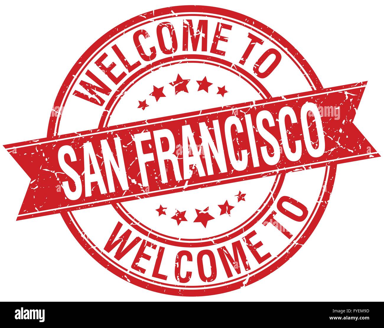 welcome to San Francisco red round ribbon stamp Stock Vector Image ...