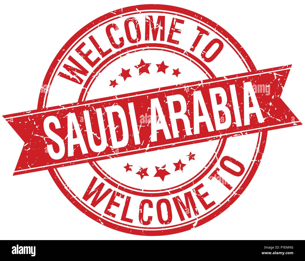 welcome to Saudi Arabia red round ribbon stamp Stock Vector Image & Art ...
