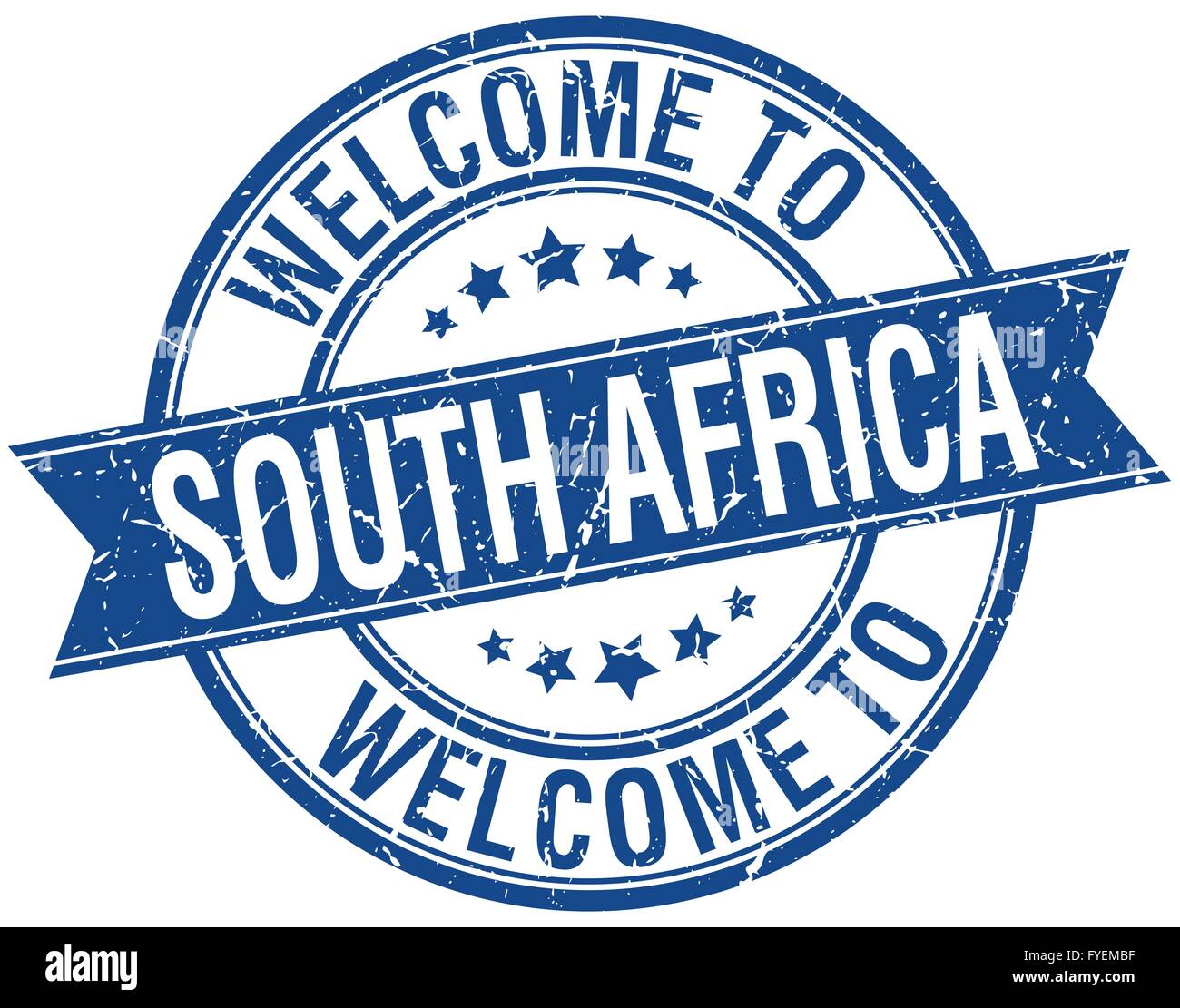 welcome to South Africa blue round ribbon stamp Stock Vector Image ...