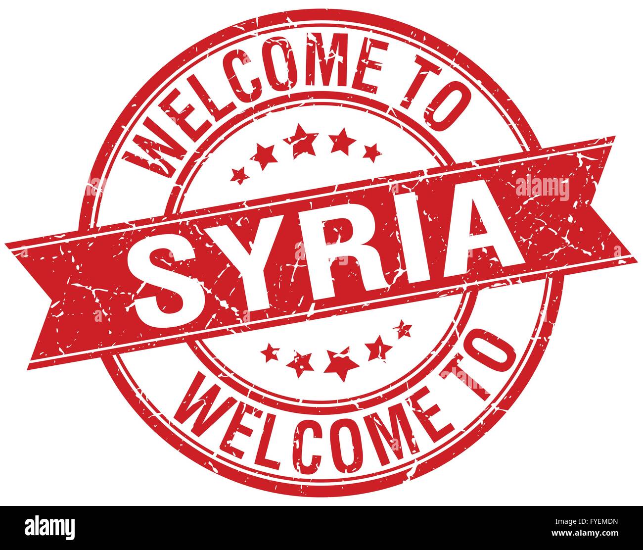 welcome to Syria red round ribbon stamp Stock Vector Image & Art - Alamy