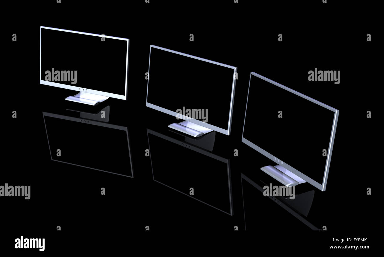 Triple Monitor Setup Stock Photo - Alamy