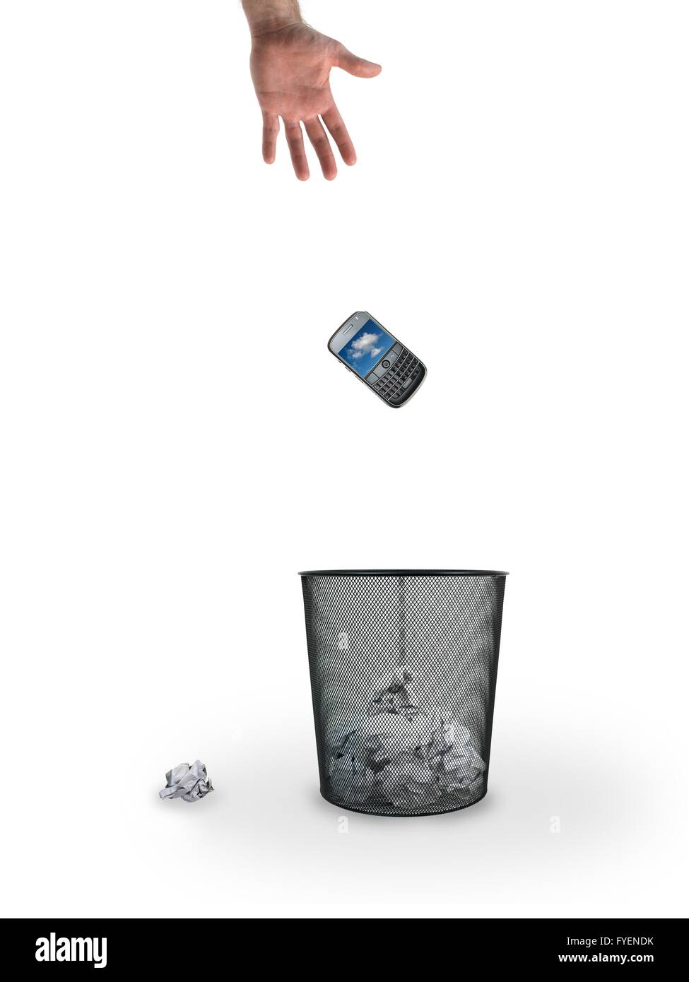 A trash bin isolated against a white background Stock Photo - Alamy