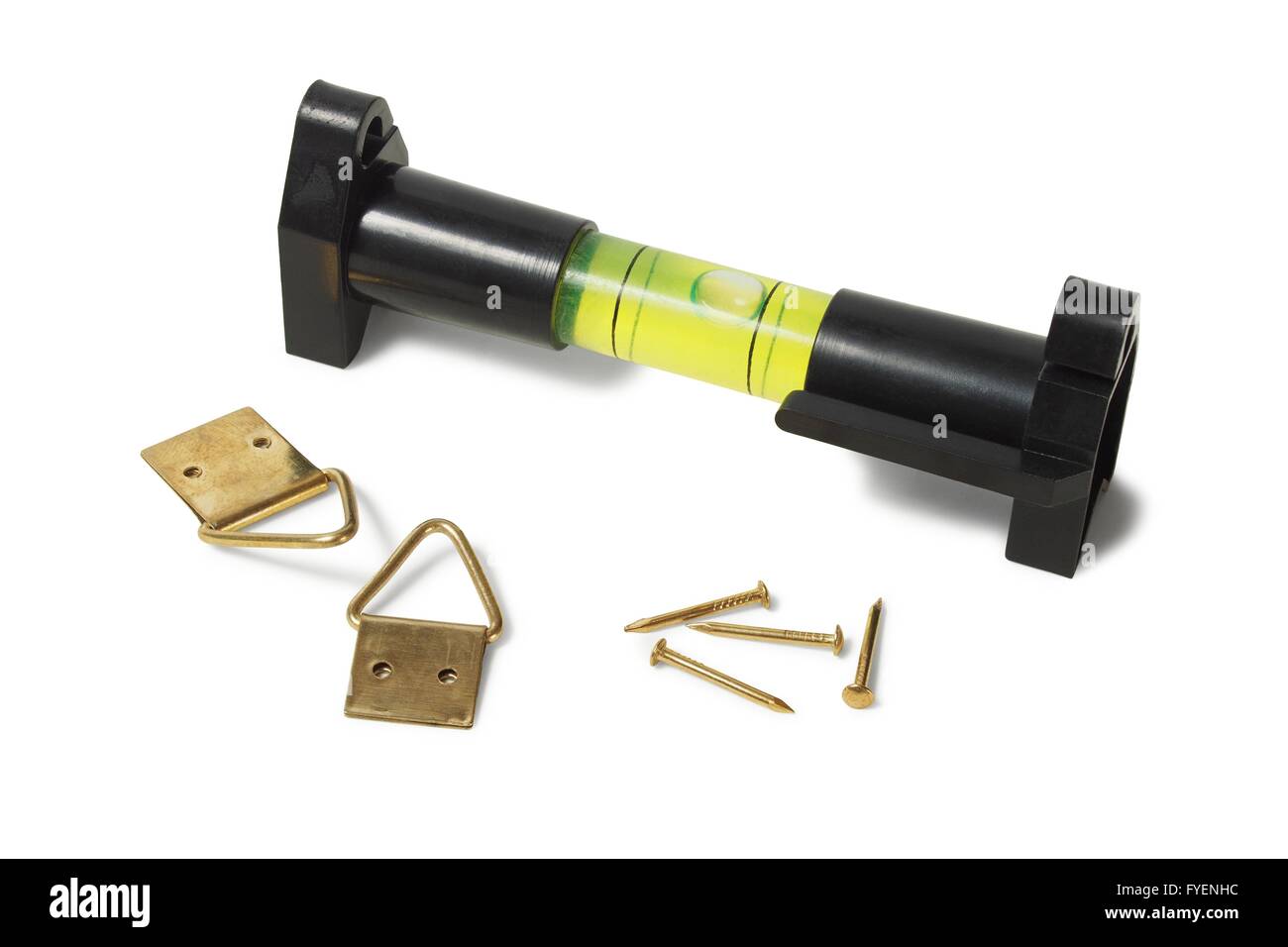 Tool kit for hanging pictures and frames Stock Photo - Alamy