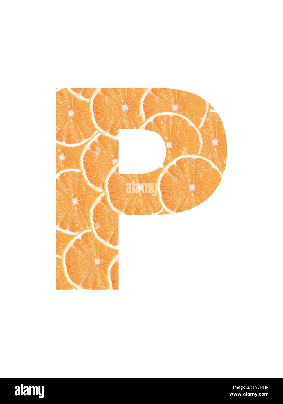 Letter of the alphabet cropped from slices of orange Stock Photo - Alamy