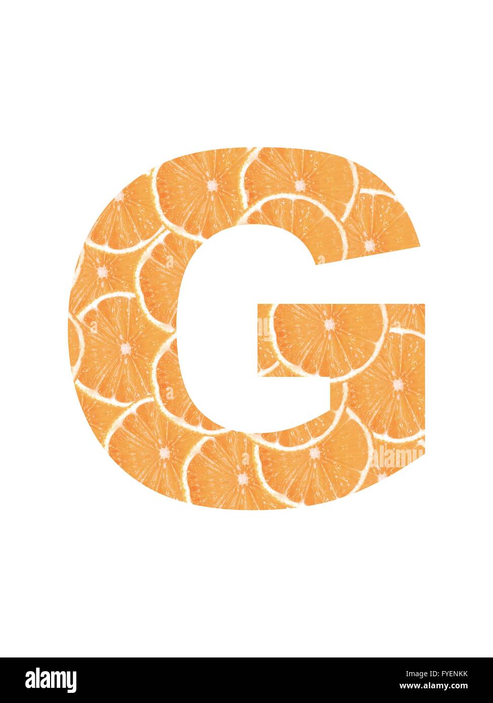 Letter of the alphabet cropped from slices of orange Stock Photo - Alamy