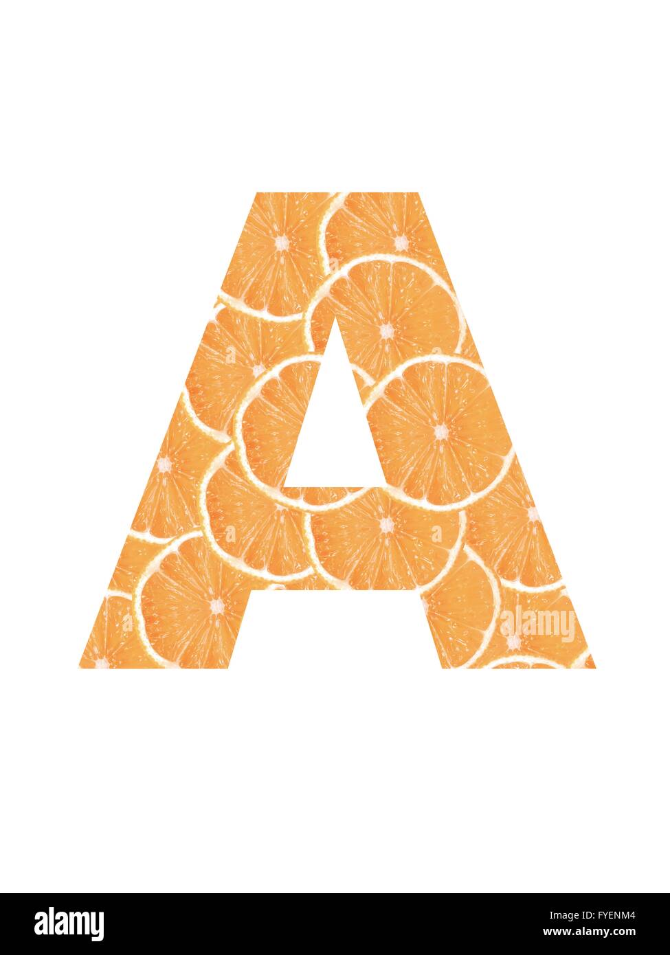 Letter of the alphabet cropped from slices of orange Stock Photo - Alamy
