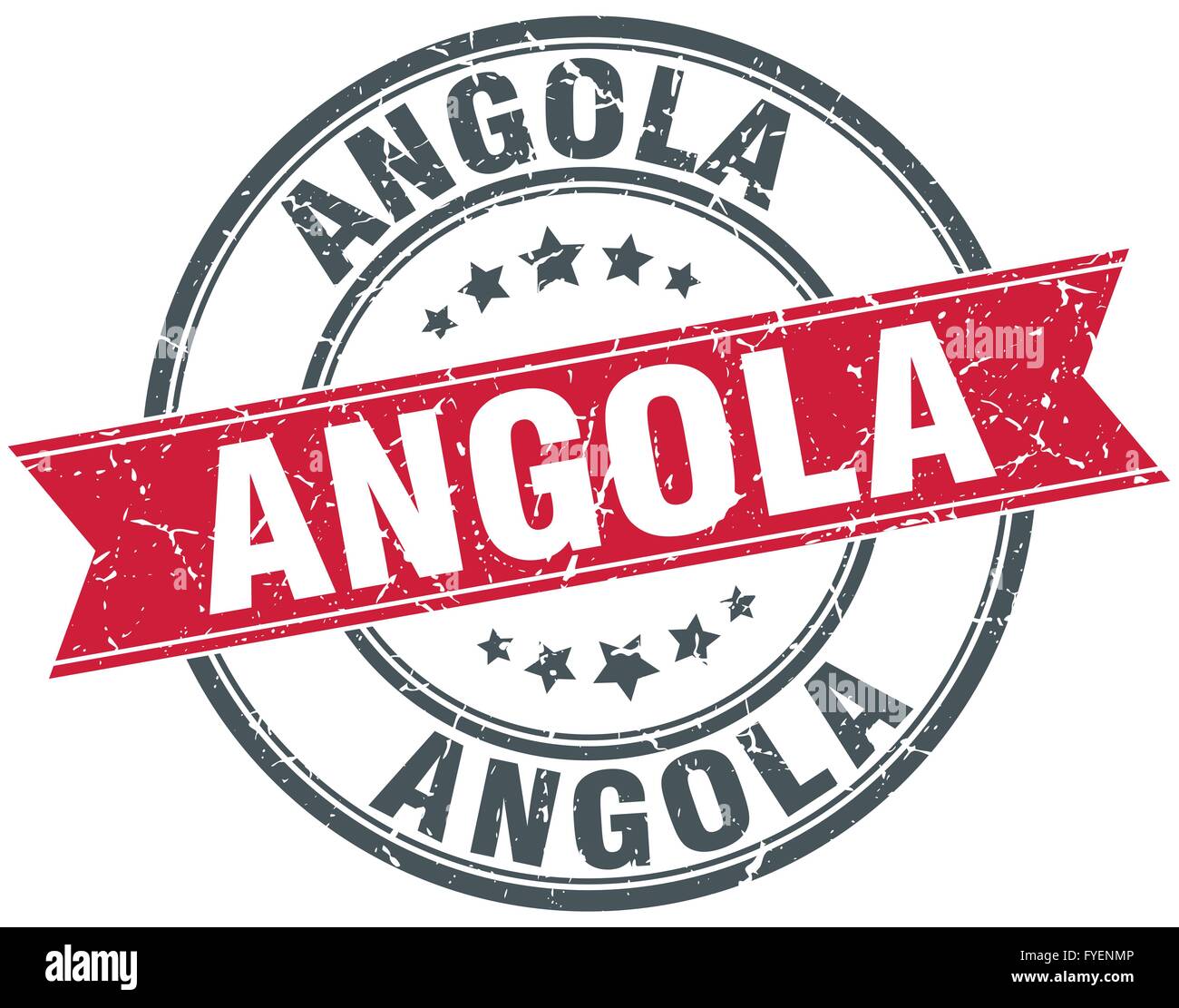 Angola red round grunge vintage ribbon stamp Stock Vector Image & Art ...