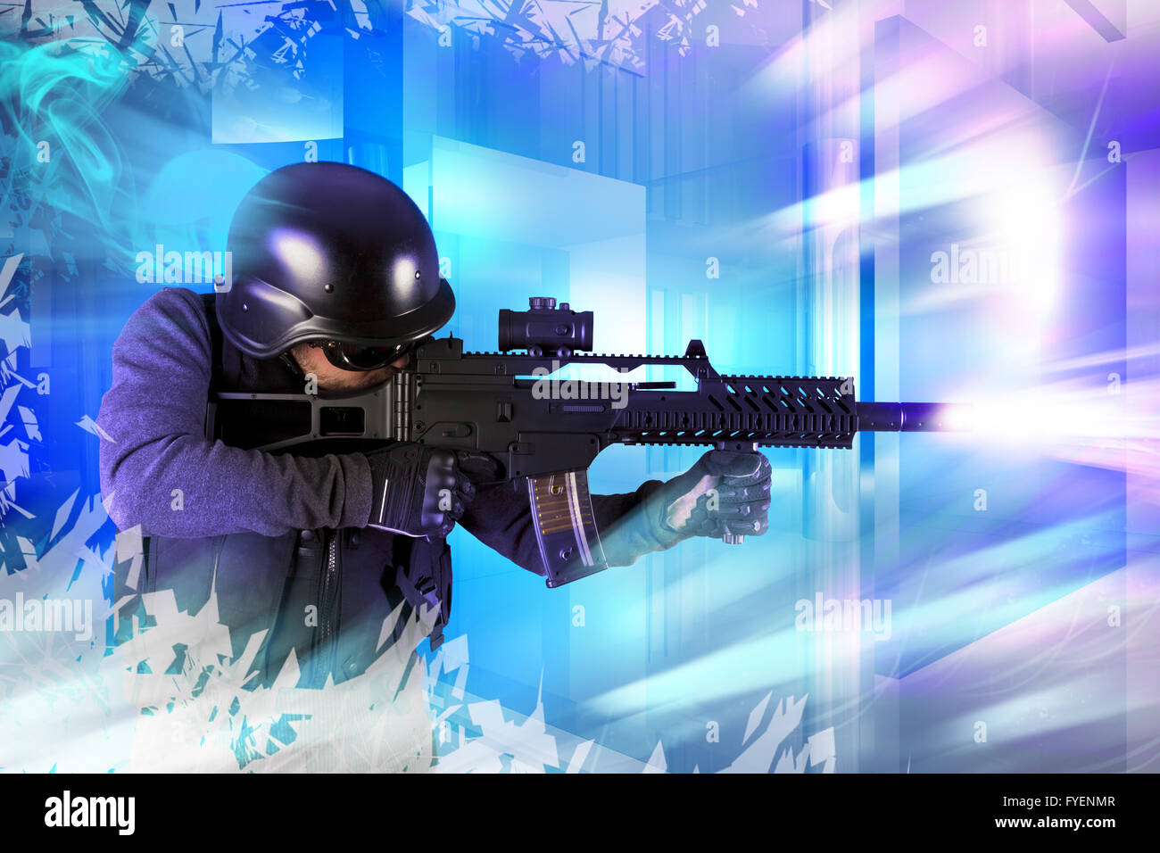 Paintball fighter. Soft air, paintball Stock Photo - Alamy