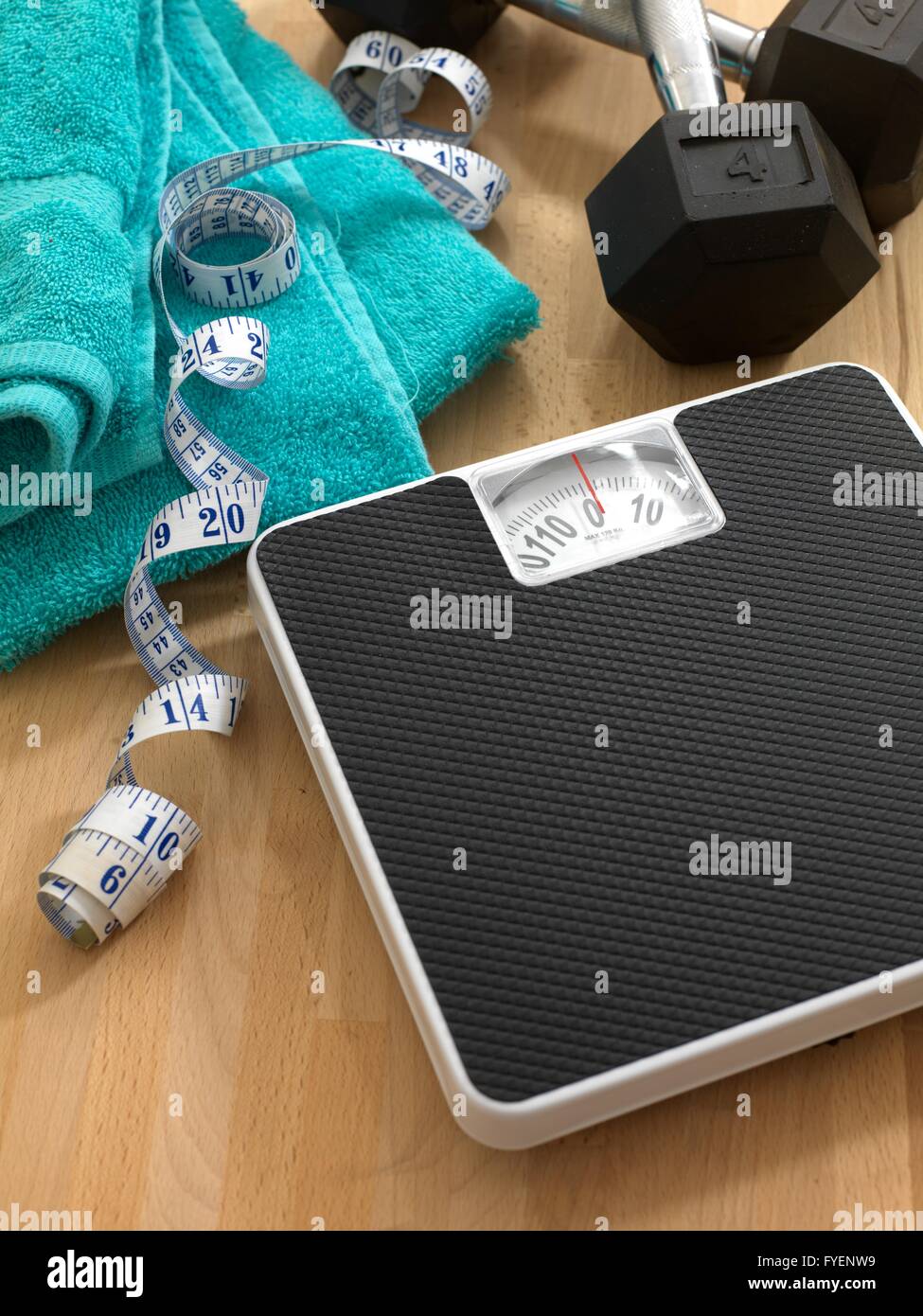 Bathroom scales isolated against a white background Stock Photo - Alamy