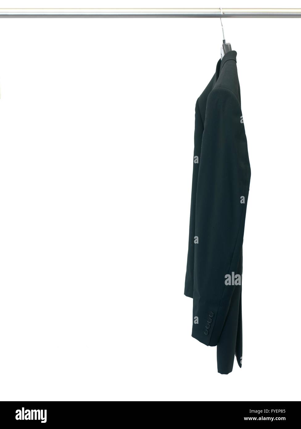 Garments hanging on coat hanger isolated against a white background ...