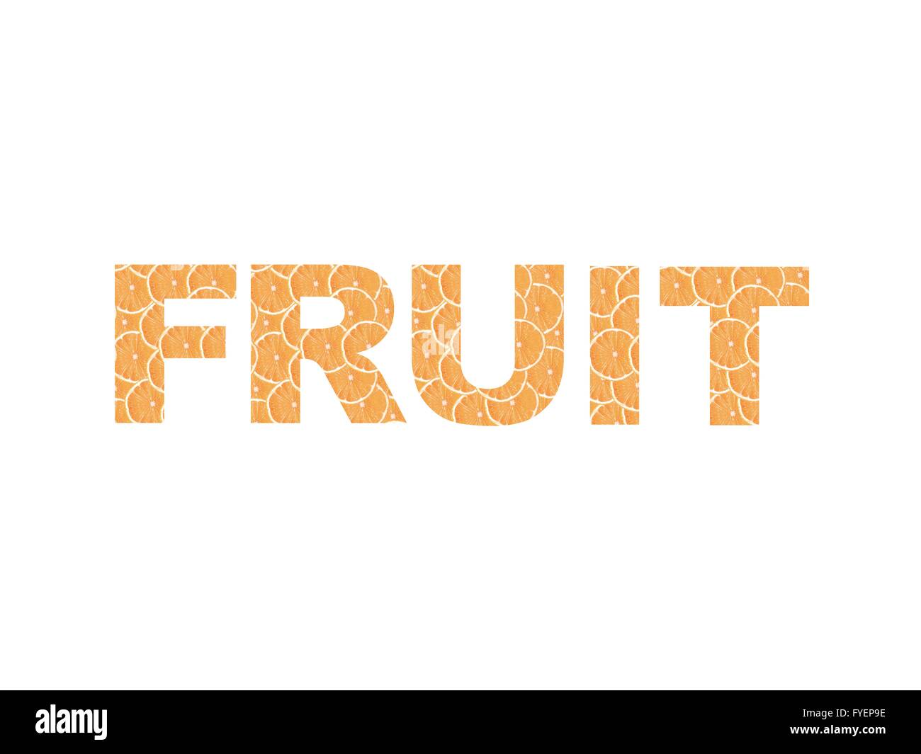 The word fruit cropped from slices of orange Stock Photo - Alamy