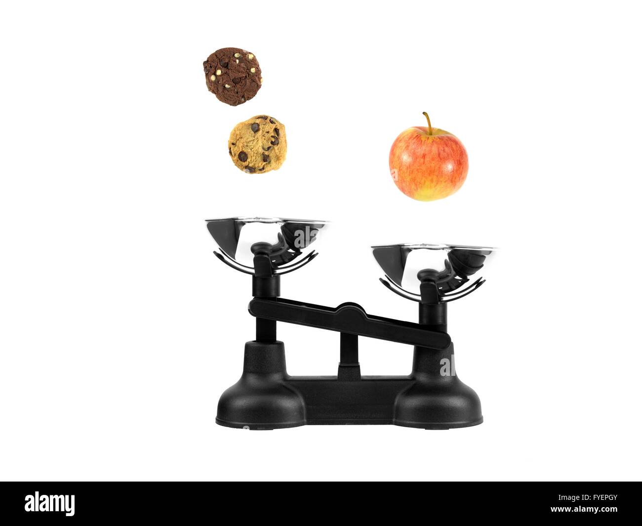Kitchen balance scales isolated against a white background Stock Photo ...