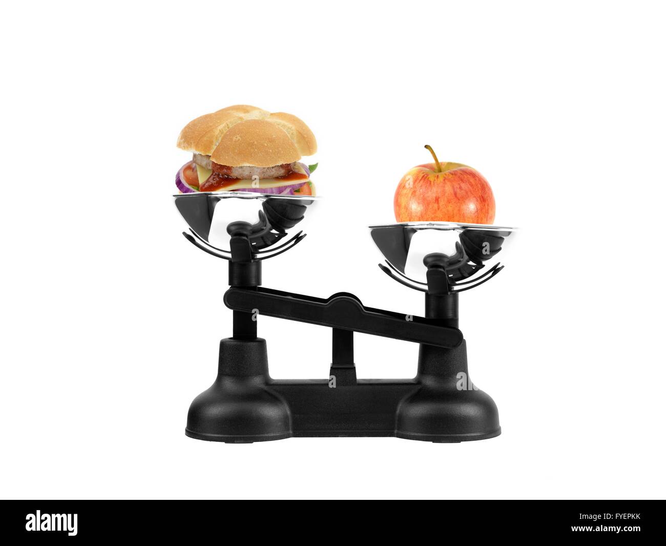 Kitchen balance scales isolated against a white background Stock Photo ...