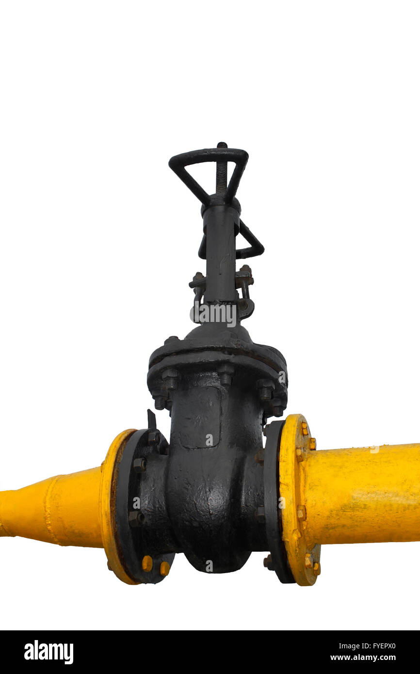 Pipeline valve yellow tube Cut Out Stock Images & Pictures - Alamy