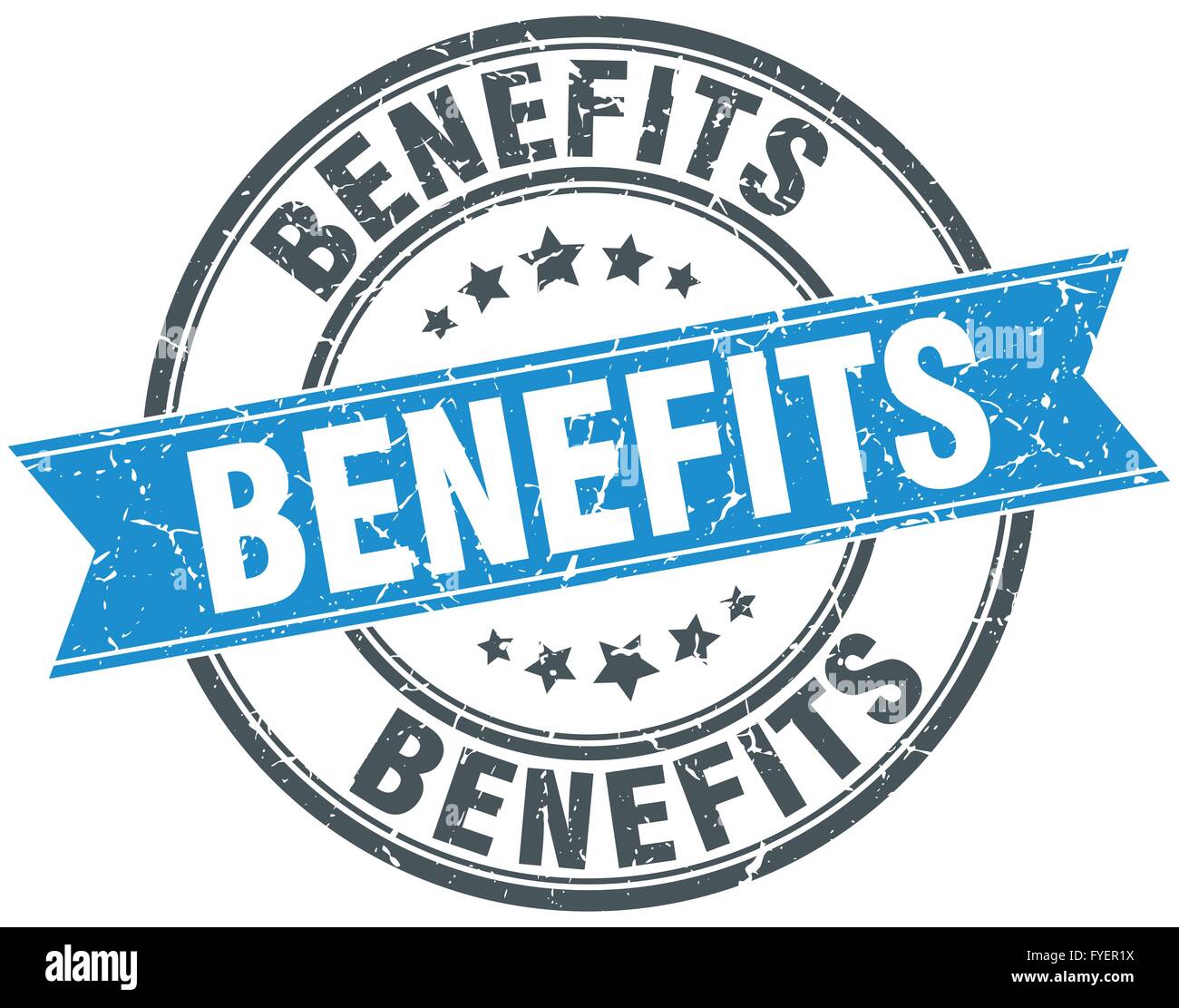 benefits blue round grunge vintage ribbon stamp Stock Vector Image & Art - Alamy