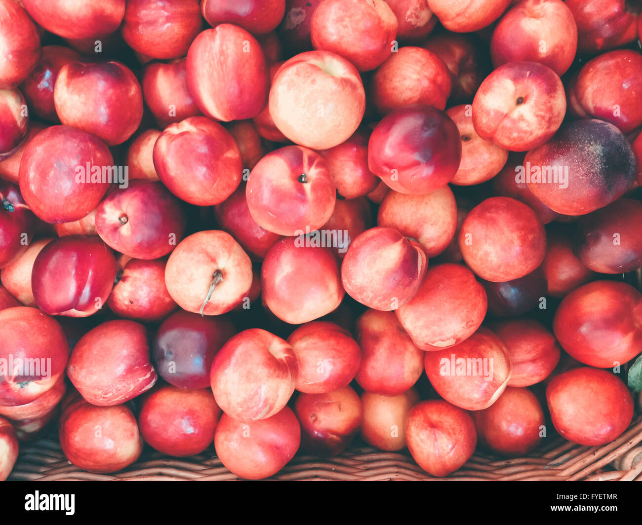 Background with ripe red peaches Stock Photo - Alamy