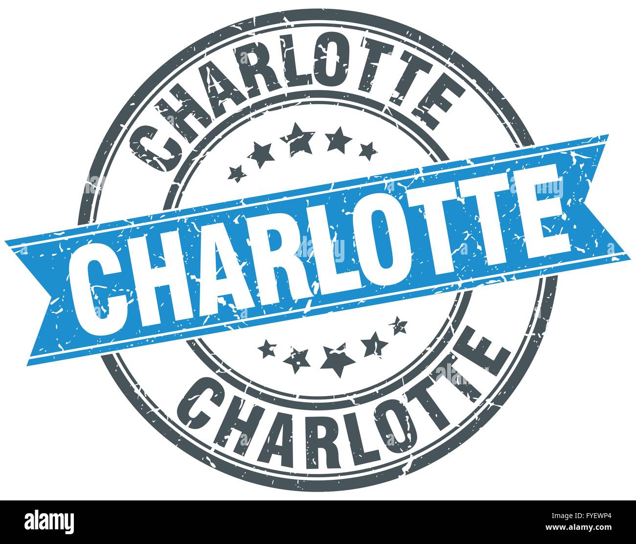 Charlotte blue round grunge vintage ribbon stamp Stock Vector Image & Art - Alamy