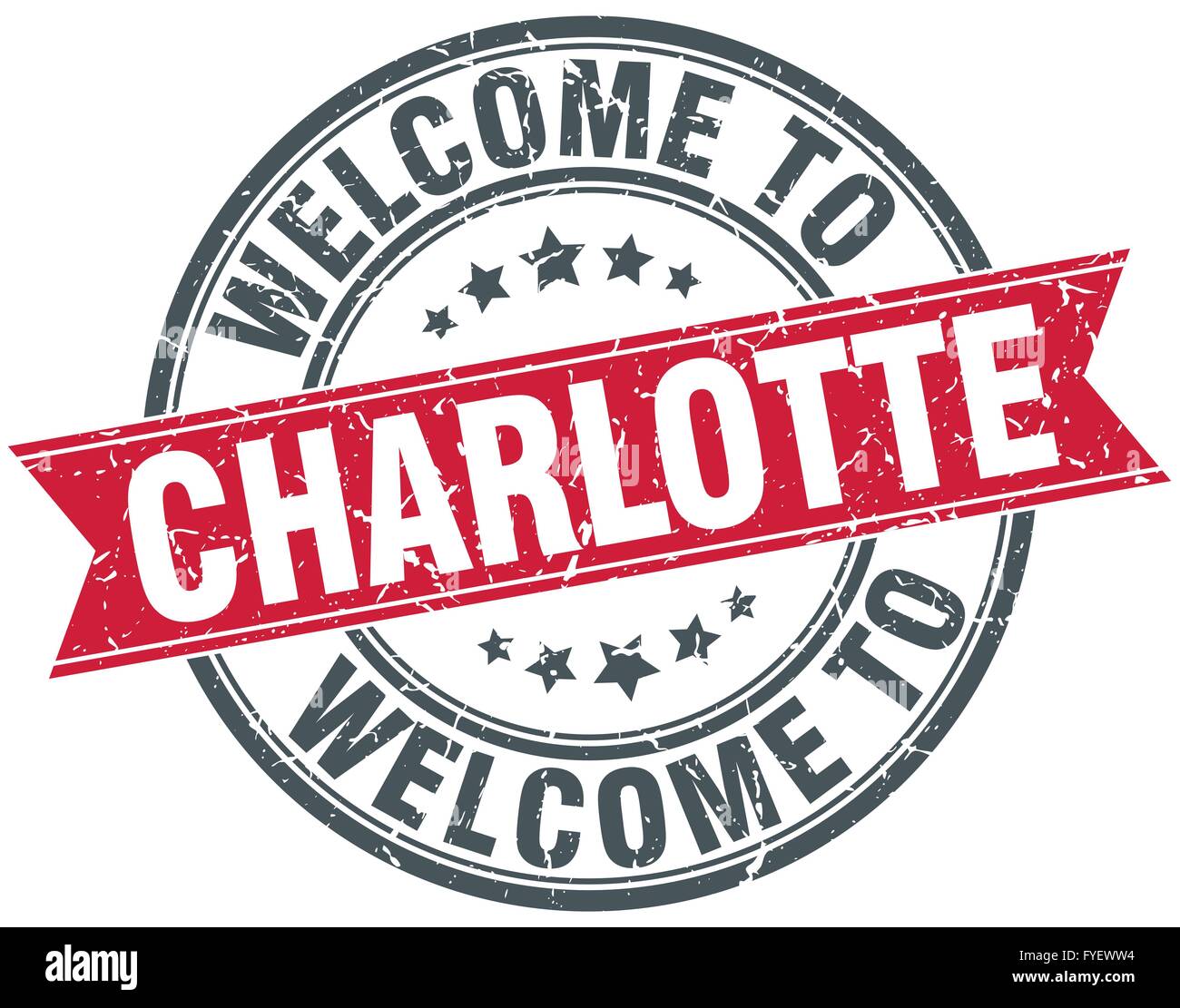welcome to Charlotte red round vintage stamp Stock Vector Image & Art ...