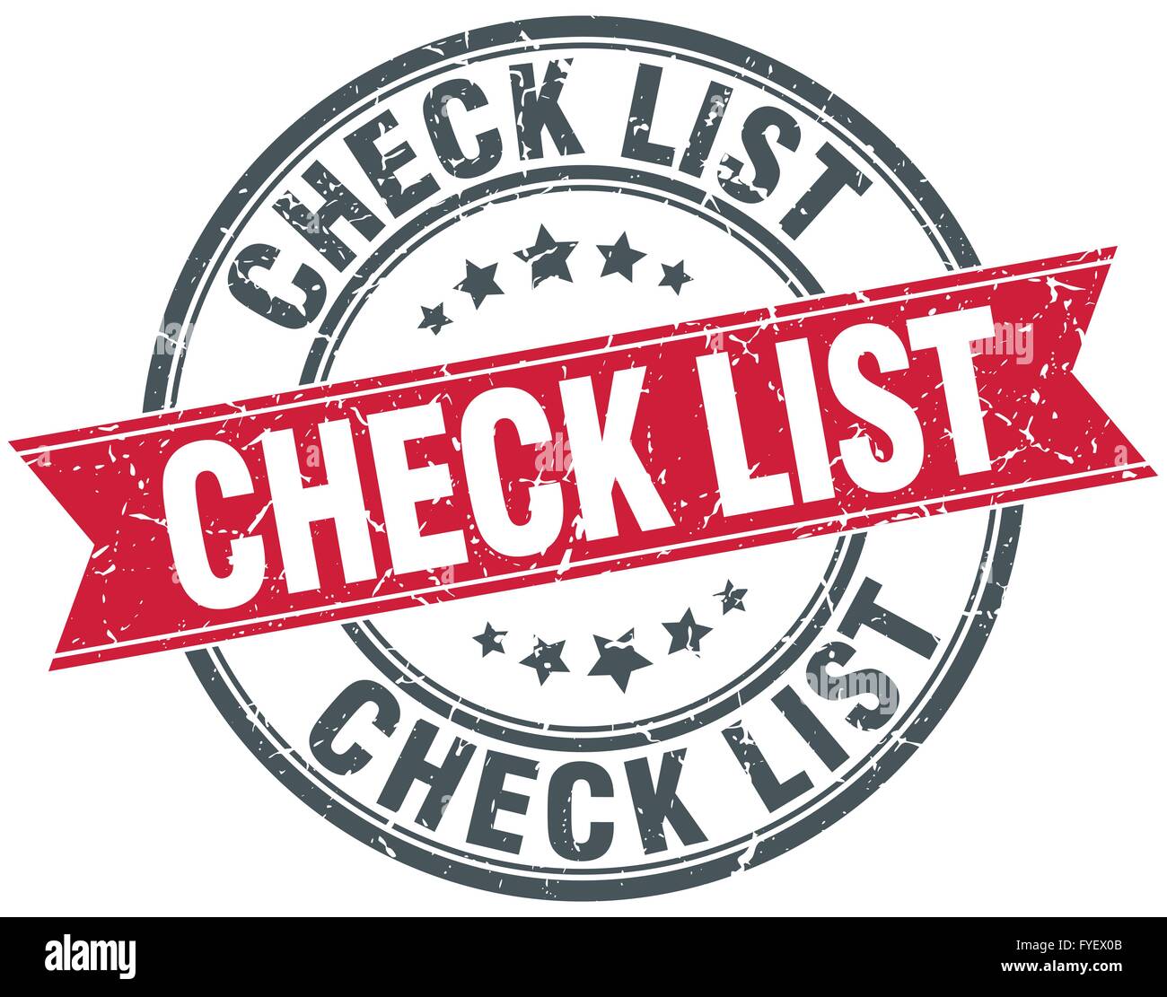 check list red round grunge vintage ribbon stamp Stock Vector Image ...