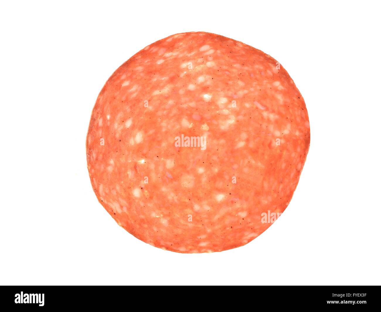 Sliced salami isolated against a white background Stock Photo - Alamy