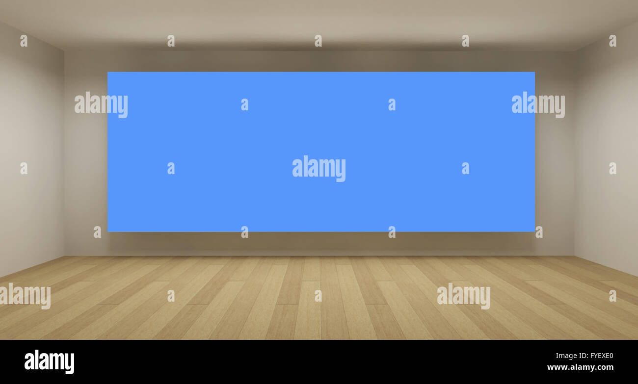 Empty room with blue chroma key backdrop, 3d art concept, clean space ...